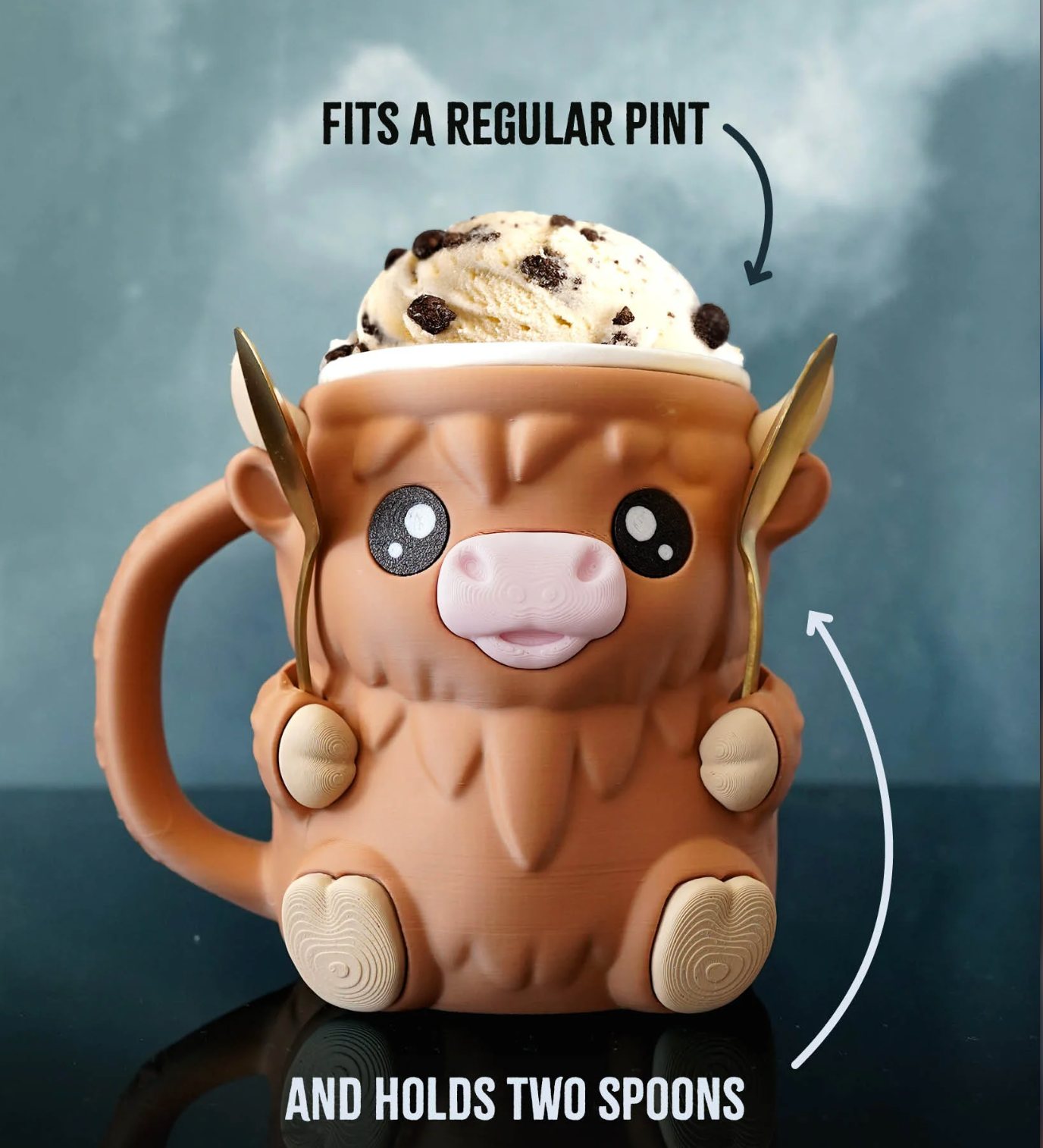 Highland Cow Ice Cream Pint Holder - The Perfect Gift for Ice Cream Lo – PracticalPrints3DTX